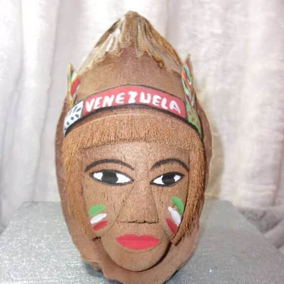 Accents | H47 Hand Carved Coconut Head Of A Tribal Warrior With ...